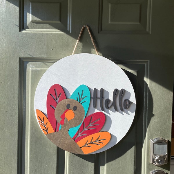 Front Door Decor, Thanksgiving Door Hanger, Turkey Fall Wreath, Front ...