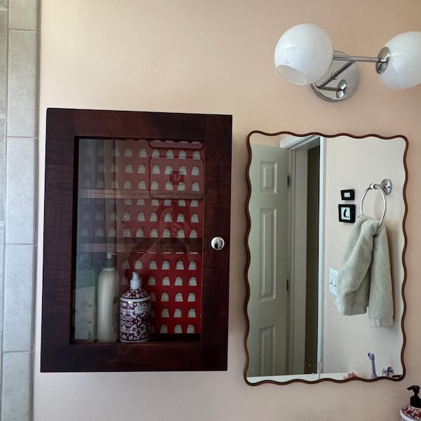 Solid Wood and Cane Webbing Wall Cabinet | Storage for Kitchen ...