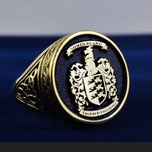 Customisable 925 Sterling Silver 14 K Gold Plated Family Crest Ring ...