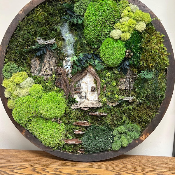 Pink Spring Fairy Moss Art for Office, Home, and Dorm, Wooden Frame ...