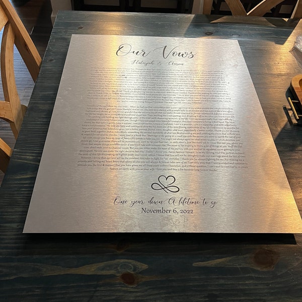 Wedding Vow Art, Wedding Vow Sign, Custom Wedding Vow Print, Tin ...