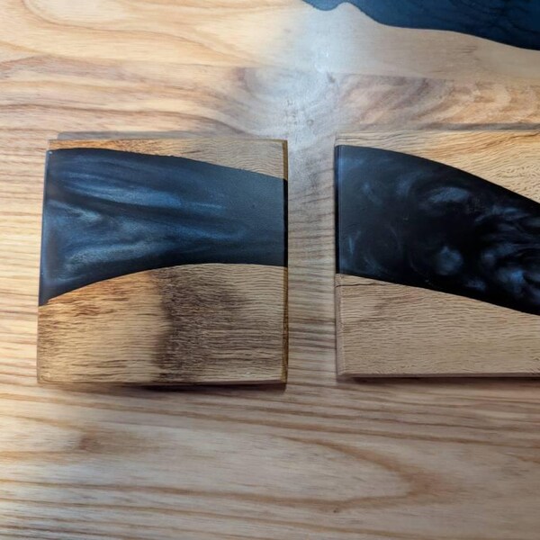 Linear Pendant Light, Wood & Epoxy Ceiling Light, Chandelier Lighting ...