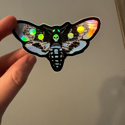 Deaths Head Moth Sticker, Holographic Death Moth Waterproof Sticker ...