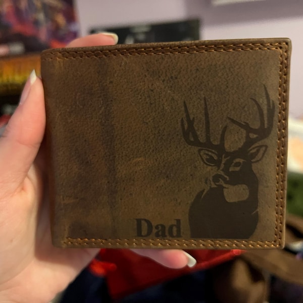 Mens Brown Leather Dog Hunting Wallet. RFID Blocking Genuine Leather ...