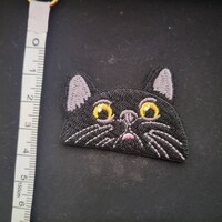 Peeking Cat Iron-on Patch, Black Cat Patch, Peeping Cat Iron-on Patch, Embroidered Applique, Cat ...