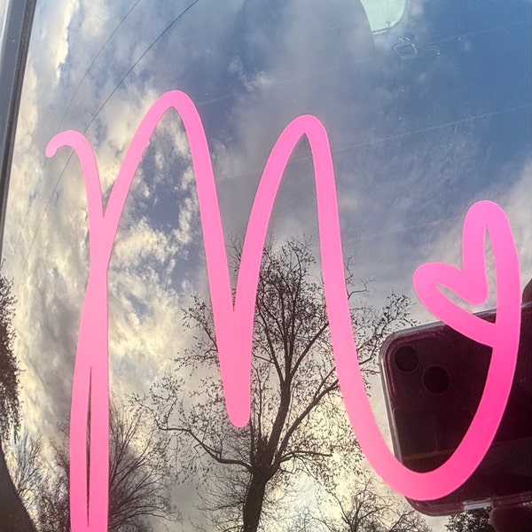 Decal | CUTE Single Initial Decal | Initial With Heart Loop Accent ...