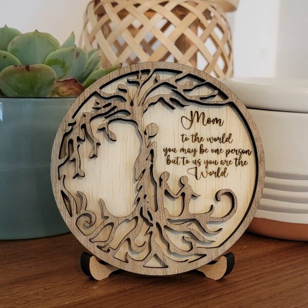 Mother Tree Bundle Svg Laser Cut, Wooden Decorative Stand, Layered Tree ...