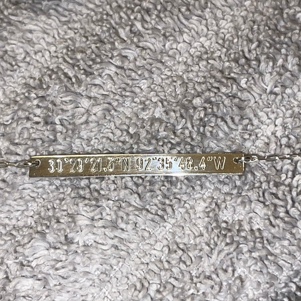 Custom Coordinates Necklace, Engraved Coordinates Bar Necklace ...
