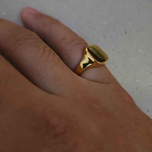 Mens Ring - Gold Signet Ring - Square Signet Ring - Mens Silver Ring ...