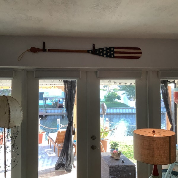 Leather Hanging Oar Wall Decor Horizontal Boat Paddle Display Strap ...