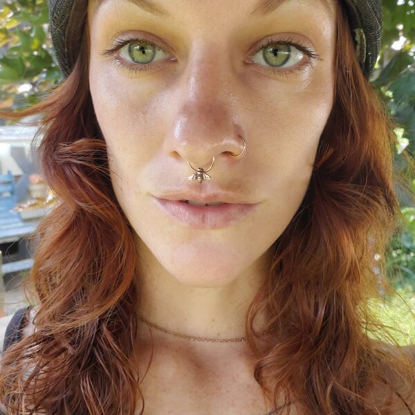 Rose Gold Bee Septum Ring ~ Pink Gold Honey Bee Nose Ring ~ Insect Body ...