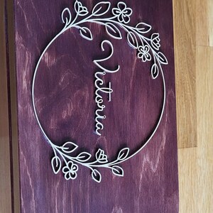 Box With Floral Frame and Name, Wooden Keepsake With Name, Personalised ...