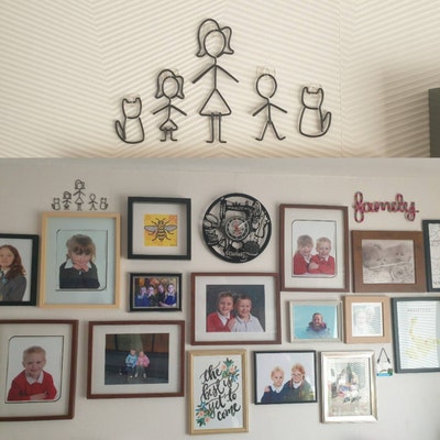 Handmade black Pictured Wire Family Members. Wire Art, Scandi, Wall ...