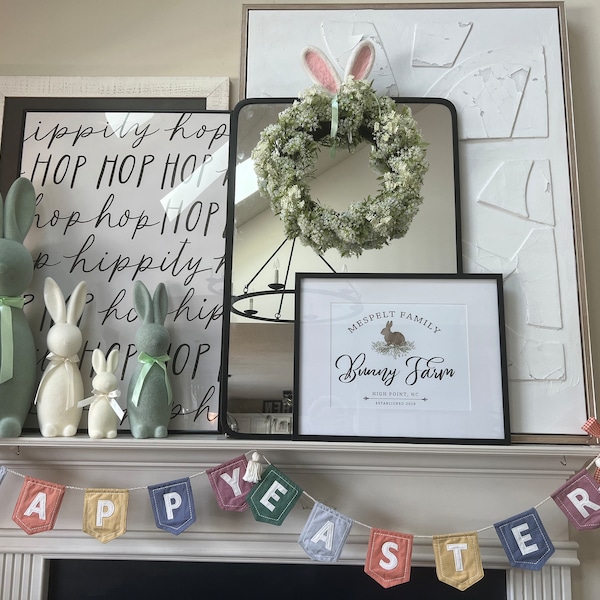 Easter Wall Art, Hippity Hop Easter Print, Minimalist Wall Art, Easter ...