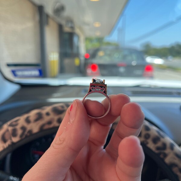 Solitaire Silver Ring, One Stone CZ Ring, Cubic Zircon Ring, Old Style ...