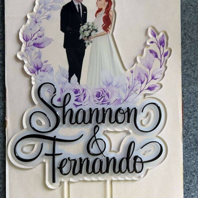 Colorfull Wedding Cake Topper With Personalized Bride and Groom ...