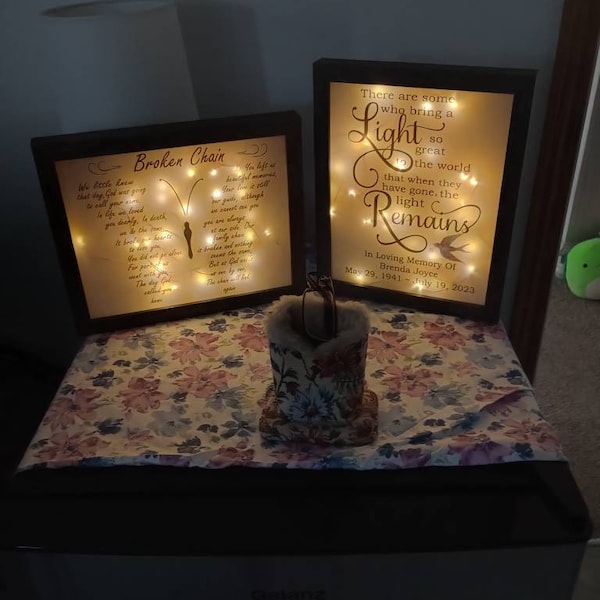 Broken Chain, Memorial Shadow Box Gift, Keepsake for Loss of Loved One ...