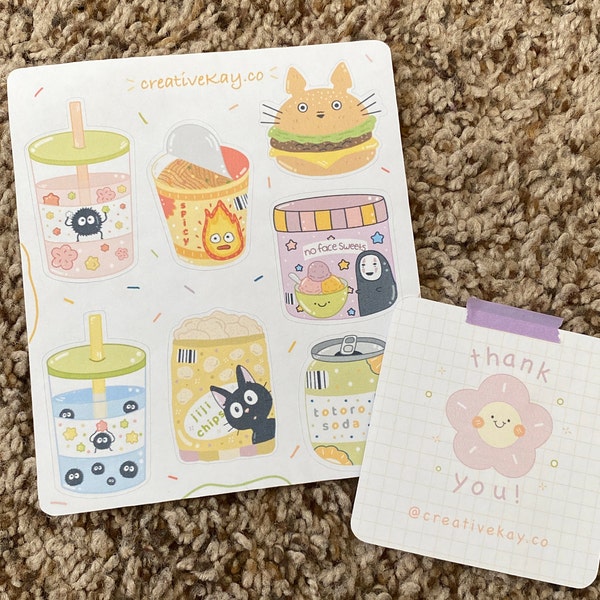 Cute Studio Ghibli Snack Sticker Sheet | Journal Stickers - Etsy