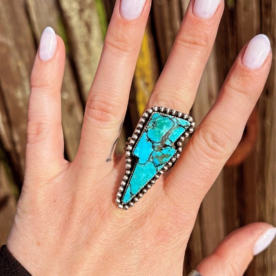 Kingman Turquoise Lightning Bolt Cabochon - Etsy