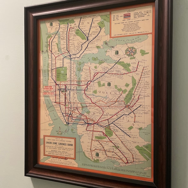 Old Map of New York City Subway System, 1954 Vintage Subway Map ...