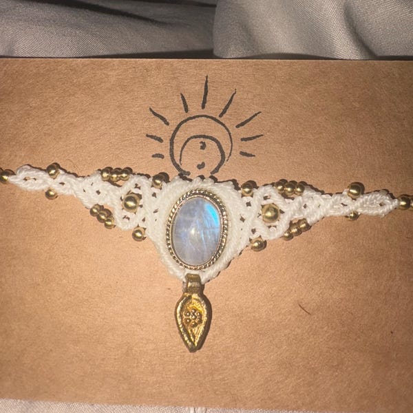 Goddess Macrame Tiara, Stone Tiara Crown, Tiger's Eye Macrame Tiara ...