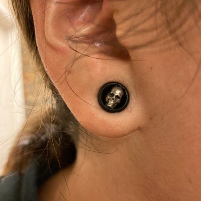 Wood Skull Plugs Gauges / 0g, 00g, 7/16, 1/2, 9/16, 5/8, 11/16, 3/4 in ...