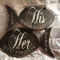 Mr and Mrs Rustic Wedding Signs | Beach Wedding Signs | Fishing Wedding ...