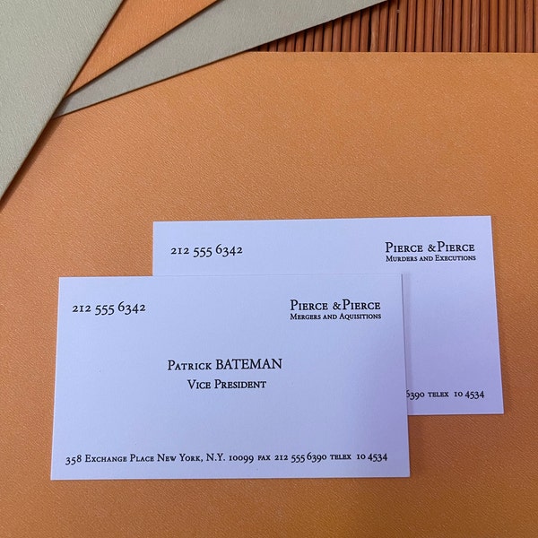 American Psycho - Patrick Bateman Business Card Replicas / Movie Prop ...