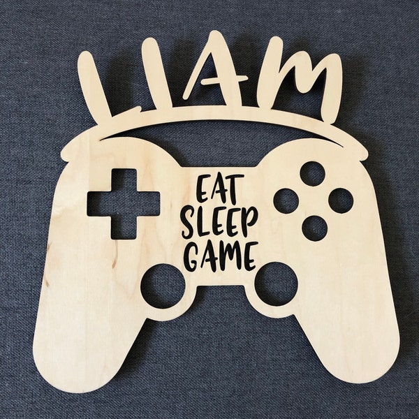 Name Sign Gamer Kids Room Sign Game Controller Boys Room Wood Sign ...