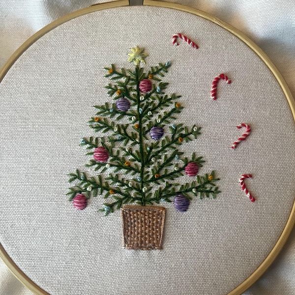 Christmas Tree Hand Embroidery Pattern, Beginner Christmas Embroidery ...