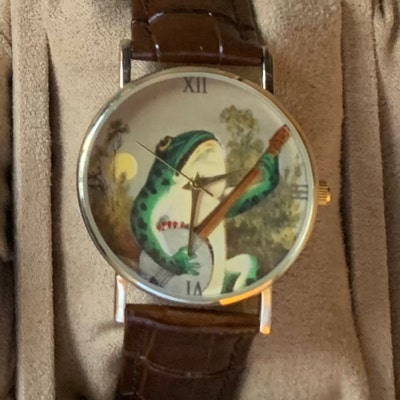Frog Playing Guitar Leather Watch, Frog Music Ladies Watch, Unisex ...