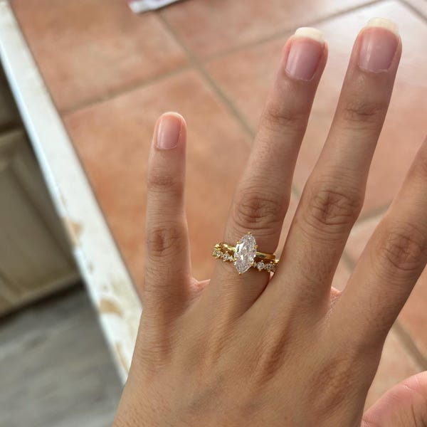 2.40ct Elongated Hexagon Solitaire With Hidden Halo Moissanite Diamond Engagement Ring/ 925 ...