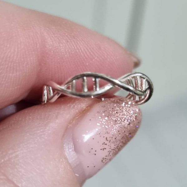 Unique DNA Design Adjustable Silver Ring-science Gift - Etsy