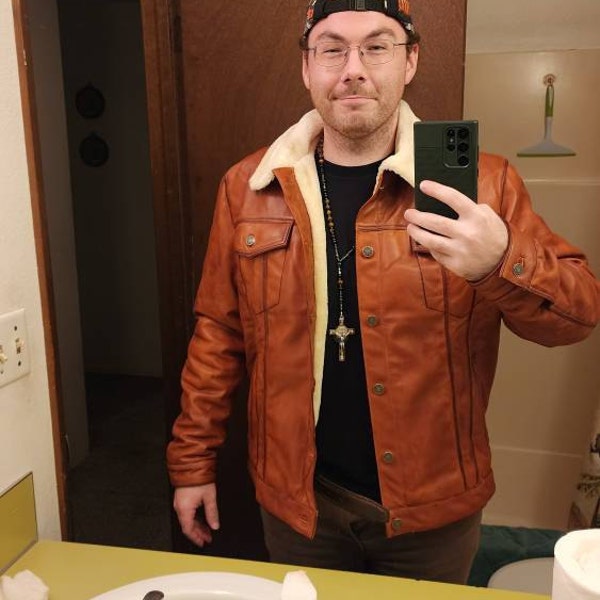 Vintage Biker Leather Jacket, Distressed Brown Shade Motorcycle Jacket ...