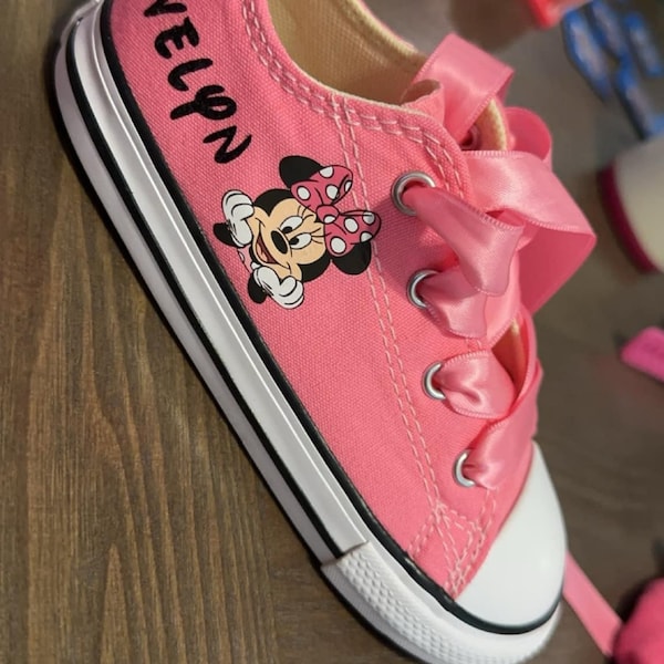 Custom Minnie Mouse Converse, Personalized Minnie Mouse Sneakers, Pink ...