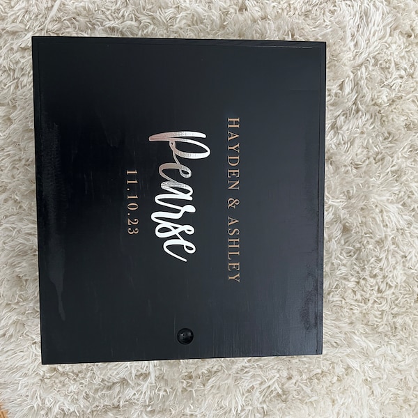 Personalized Wedding Card Drop Box | Engraved Slidetop Wood Box With ...