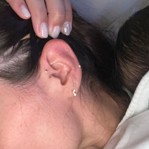 Titanium Vertical Dangle Hidden Helix Piercing, Threaded Flat Back Stud ...