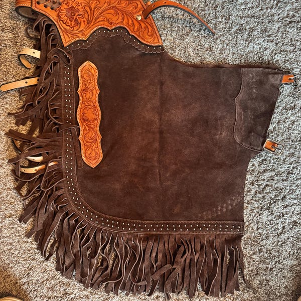 Western Shotgun Leather Chap, Suede Horse Riding Gear, Rodeo Outfit ...
