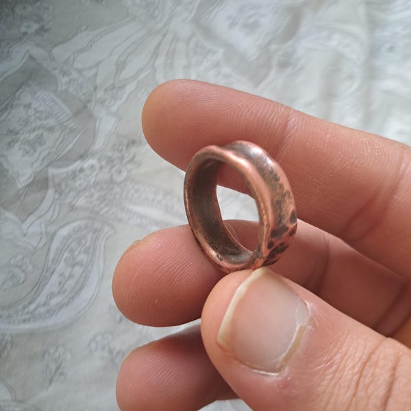 Hammered Copper Ring, Rustic Viking Style, Pure Copper Ring, 7th Anniversary Gift, Copper Band ...