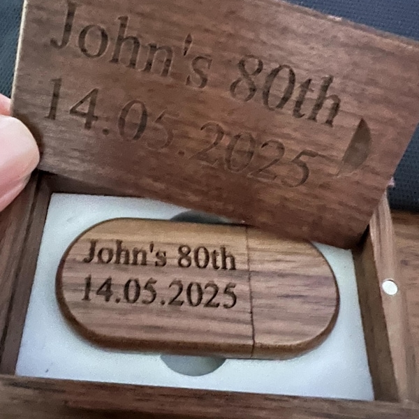 Oval Wood USB Flash Drive & Wooden USB Box Set - Custom Engraved USB ...