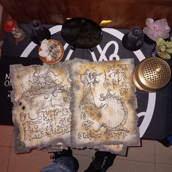 DEMON SWORD Cthulhu Larp Necronomicon Scrolls Dark Occult Witchcraft ...