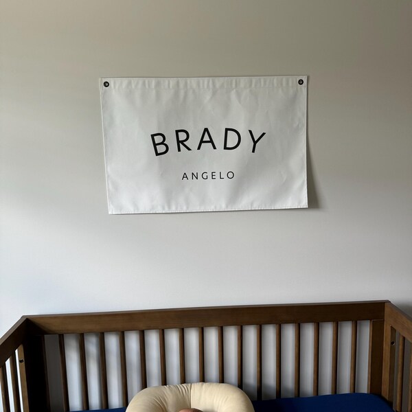 Baby Name Flag Canvas Flag Nursery Name Sign Custom Name Banner Boho ...
