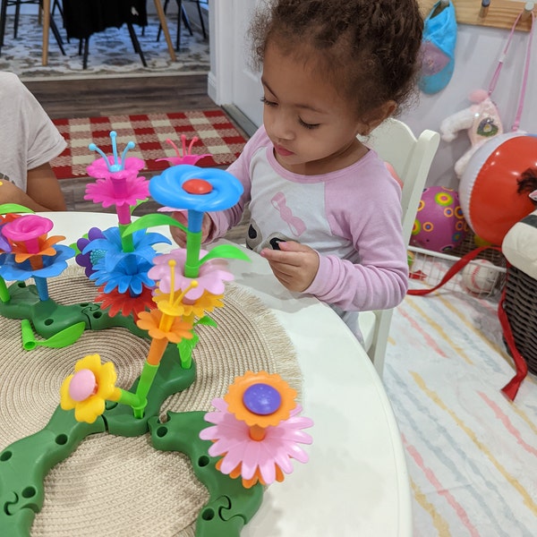 Flower Building Toy Set, Stacking for Toddlers, Colorful Garden Game ...