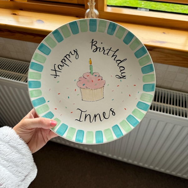 Happy Birthday Plate Personalised Plate Hand-painted Plate celebration ...