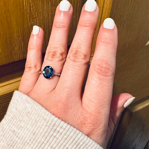 Natural Larimar Gemstone Gold Vermeil Ring, Gemstone Rings, Small ...