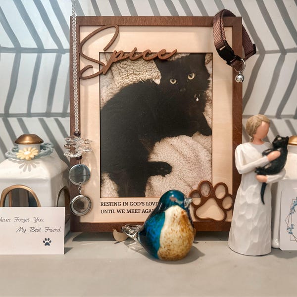 Cat Memorial Picture Frame, Pet Loss Gift for Cat Owner, Personalized ...