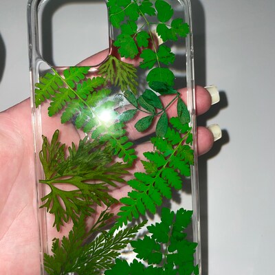 Pressed Flower Dried Leaf Fern Plant Phone Case, iPhone 15 Pro Max 14 ...
