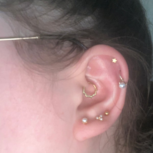 Gold Pearl Helix - Silver Pearl Helix - Pearl Piercing Hoop - Cartilage ...