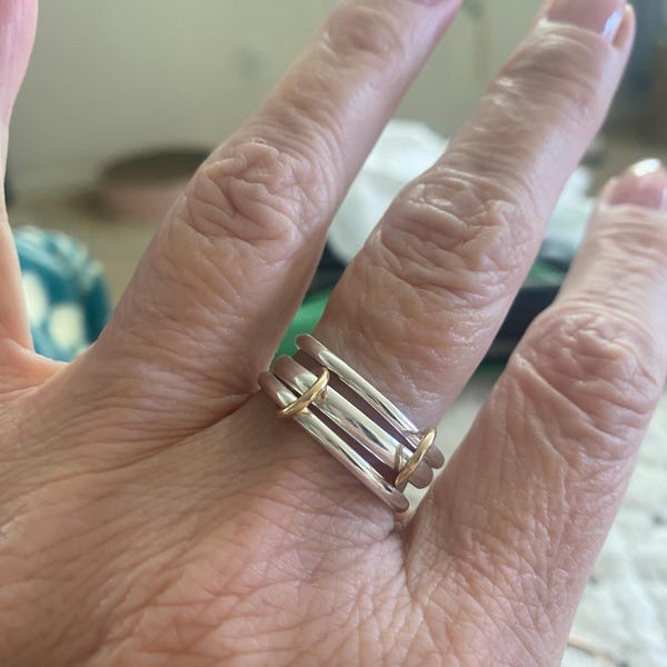 14KGF Double Heavy Fit Gold & Silver Ring (R14) - Etsy