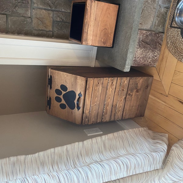 Wooden Dog Food Storage Container, Dog Food Bin, Pet Food Keeper, Puppy ...